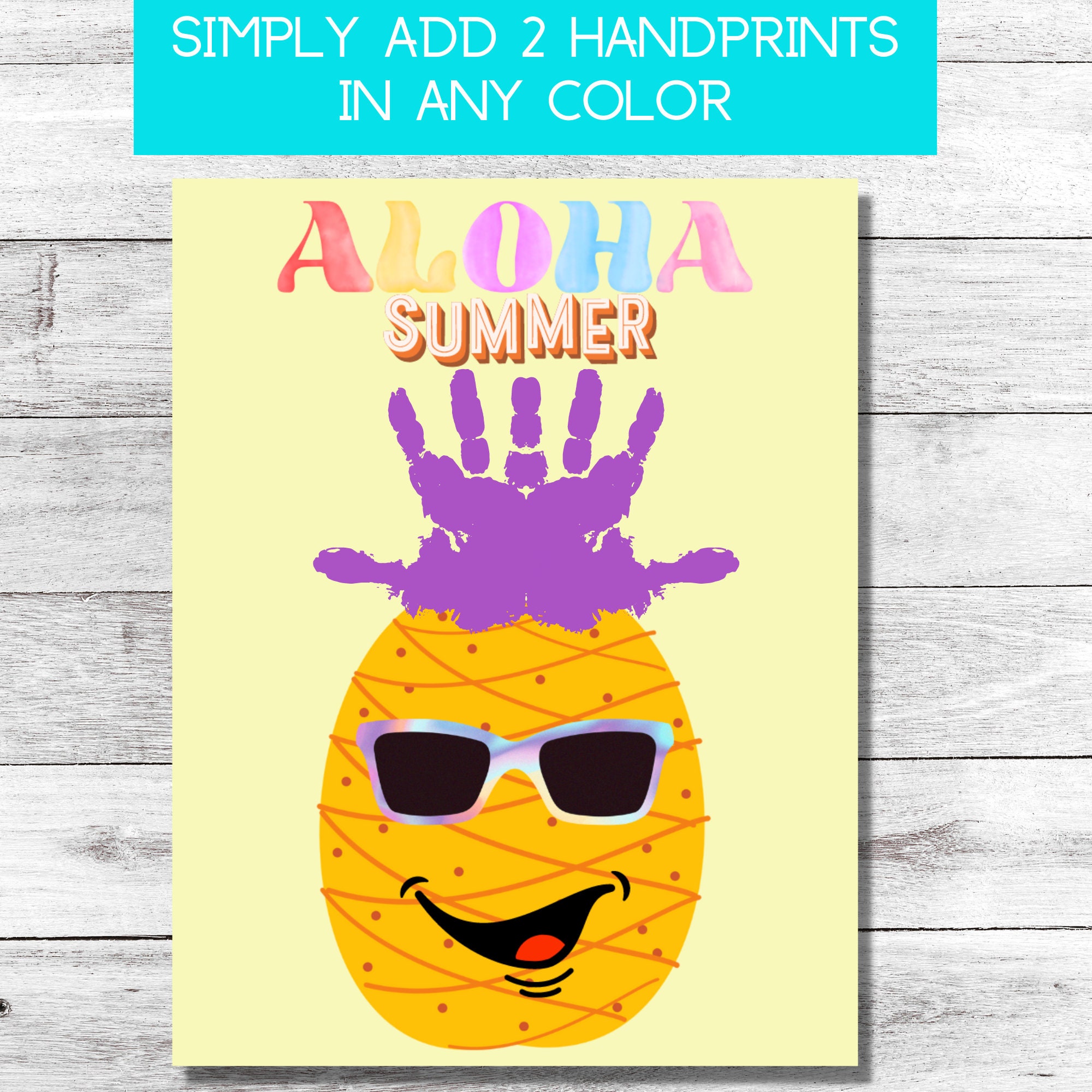 Pineapple Handprint Craft| Aloha Summer Art| Luau Theme Craft| Instant ...