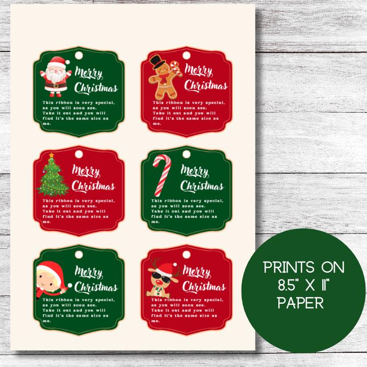 Christmas Ribbon Height Ornament Tag| Ribbon Height Ornament Label ...