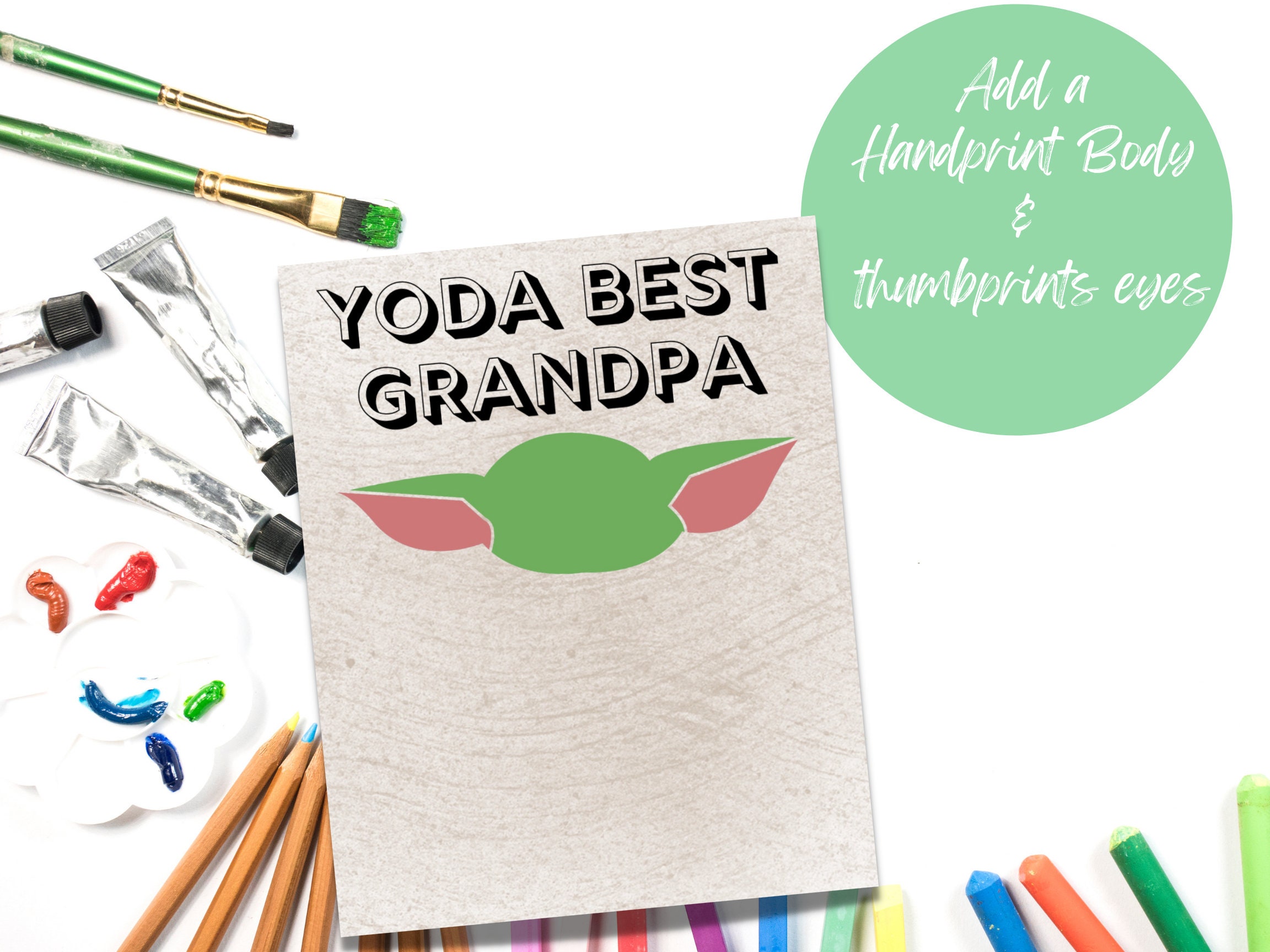 Yoda Best Dad Handprint Craft| Father's Day Printable| Grandfather ...