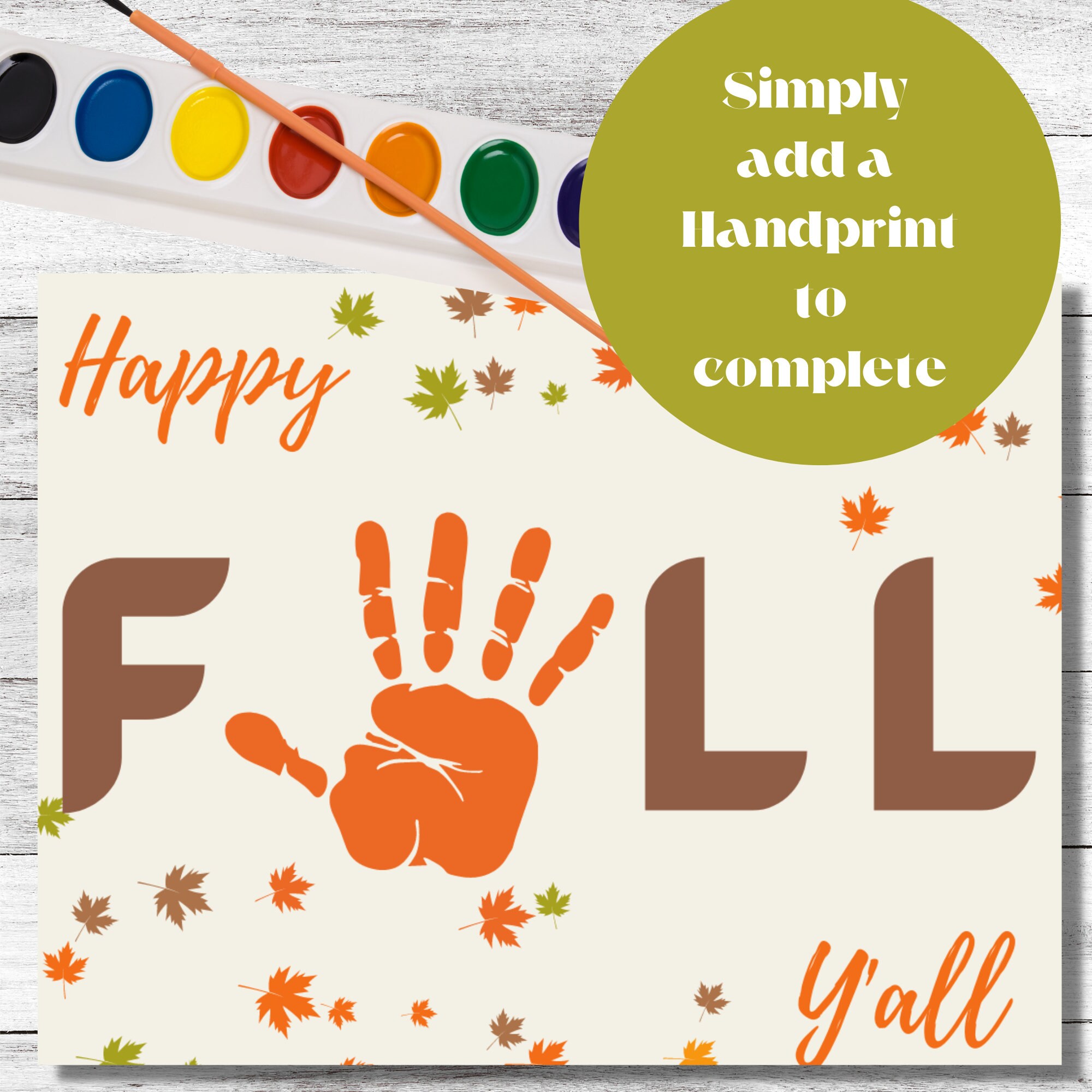 Happy Fall Y'all Handprint Craft Instant Download Printable PDF ...