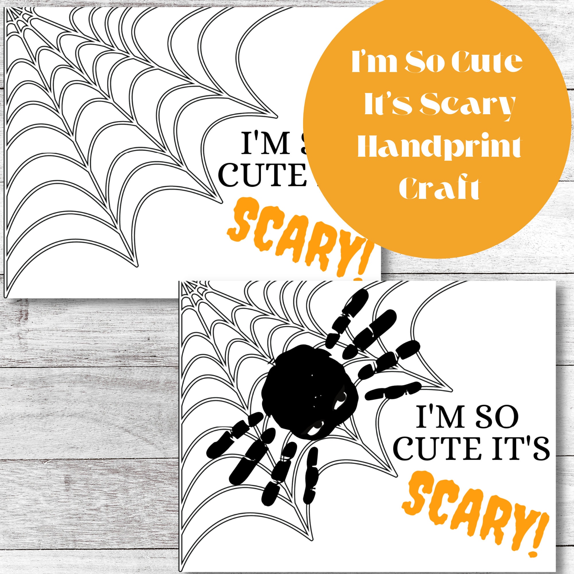 I'm so Cute It's Scary Halloween Spider Handprint Craft| Instant ...