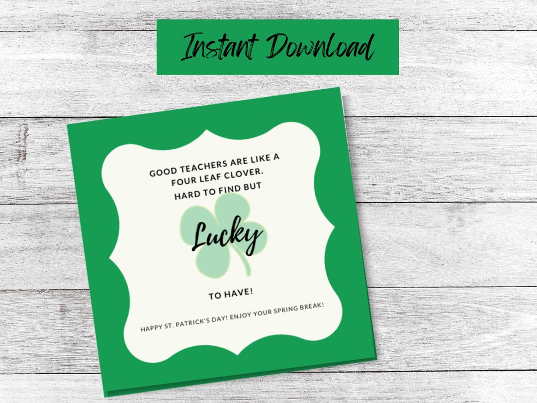 St. Patrick's Day Printable Teacher Thank You Gift Tag - Etsy