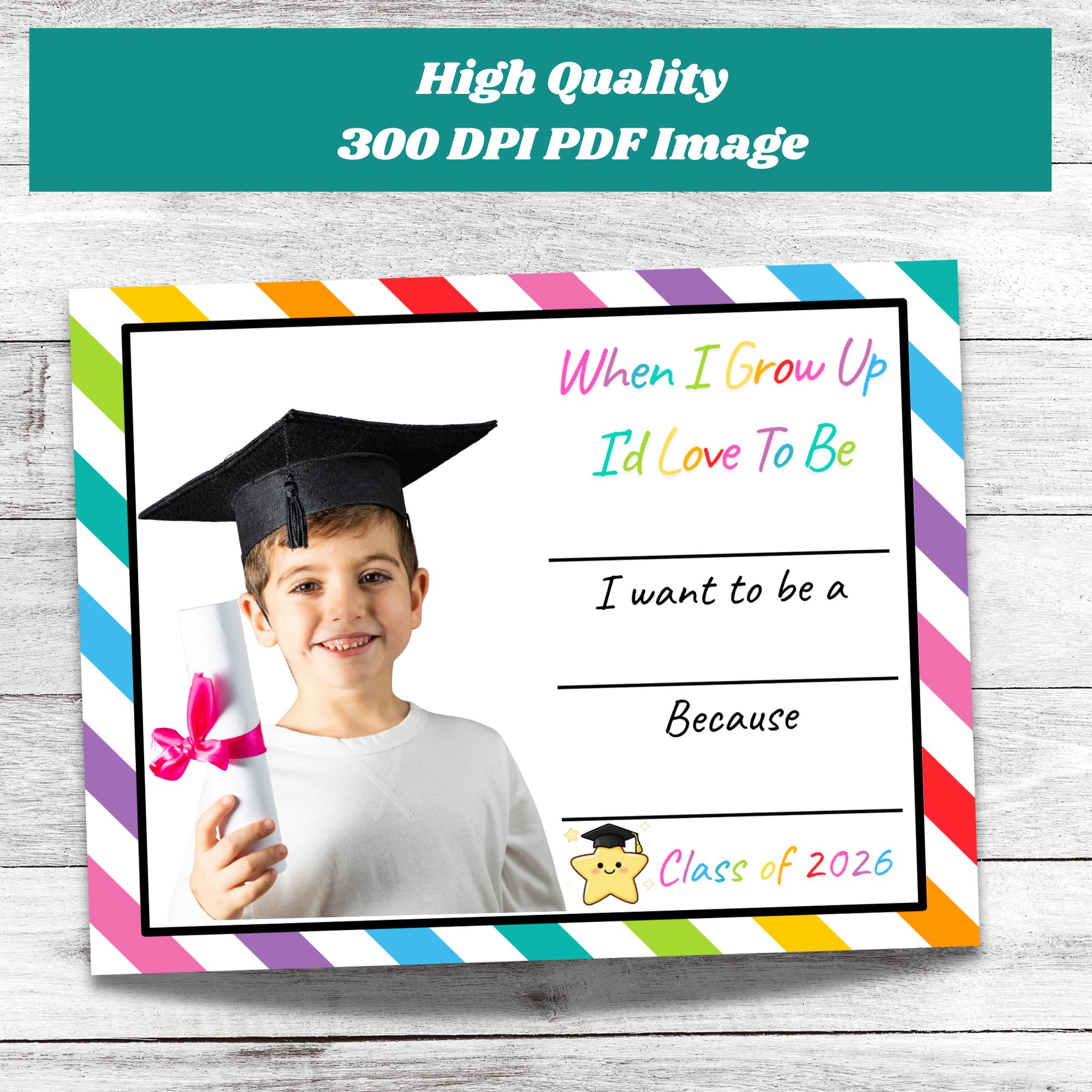 Preschool Graduation Keepsake | "when I Grow Up" Memory Page (digital ...