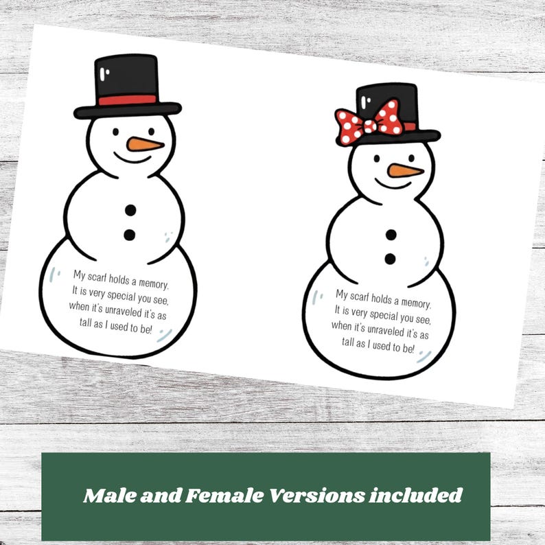 Snowman Height Keepsake Craft • Printable Memory Scarf Activity • Low ...