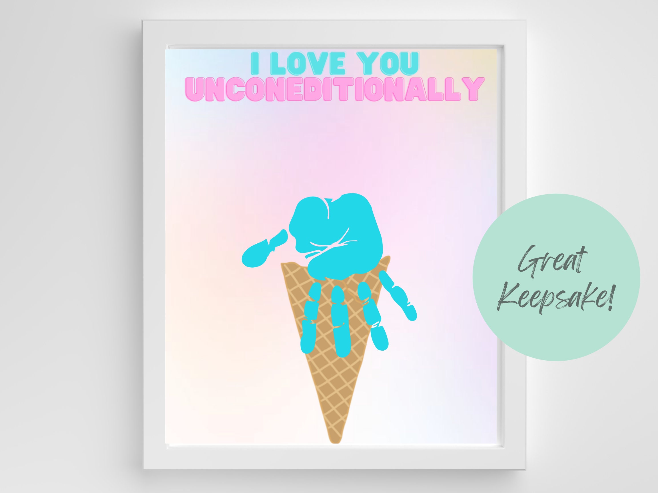 Ice Cream Cone Handprint Craft| Instant Download| I Love You ...