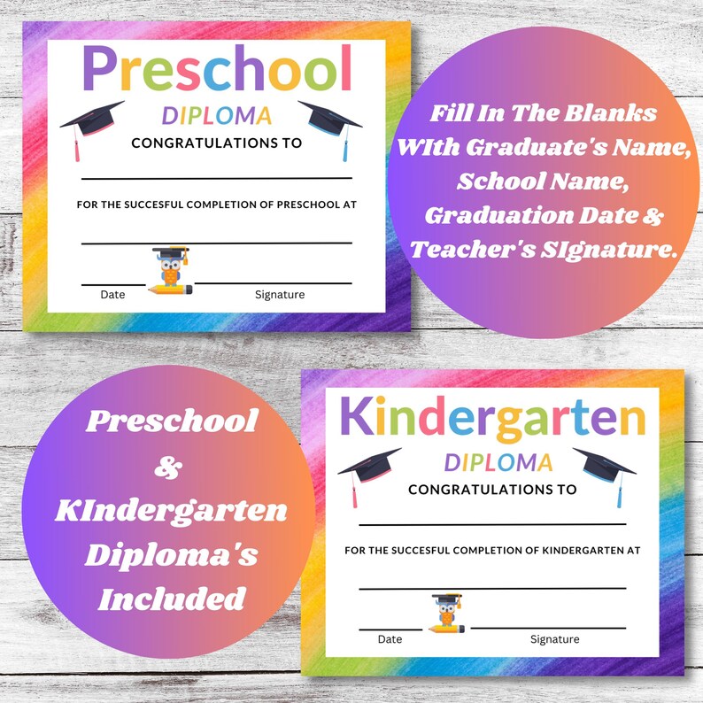 Preschool & Kindergarten Graduation Bundle: Diploma, Handprint Craft ...