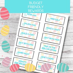 Printable Easter Egg Reward Slips: Non-candy Fillers (instant Download ...
