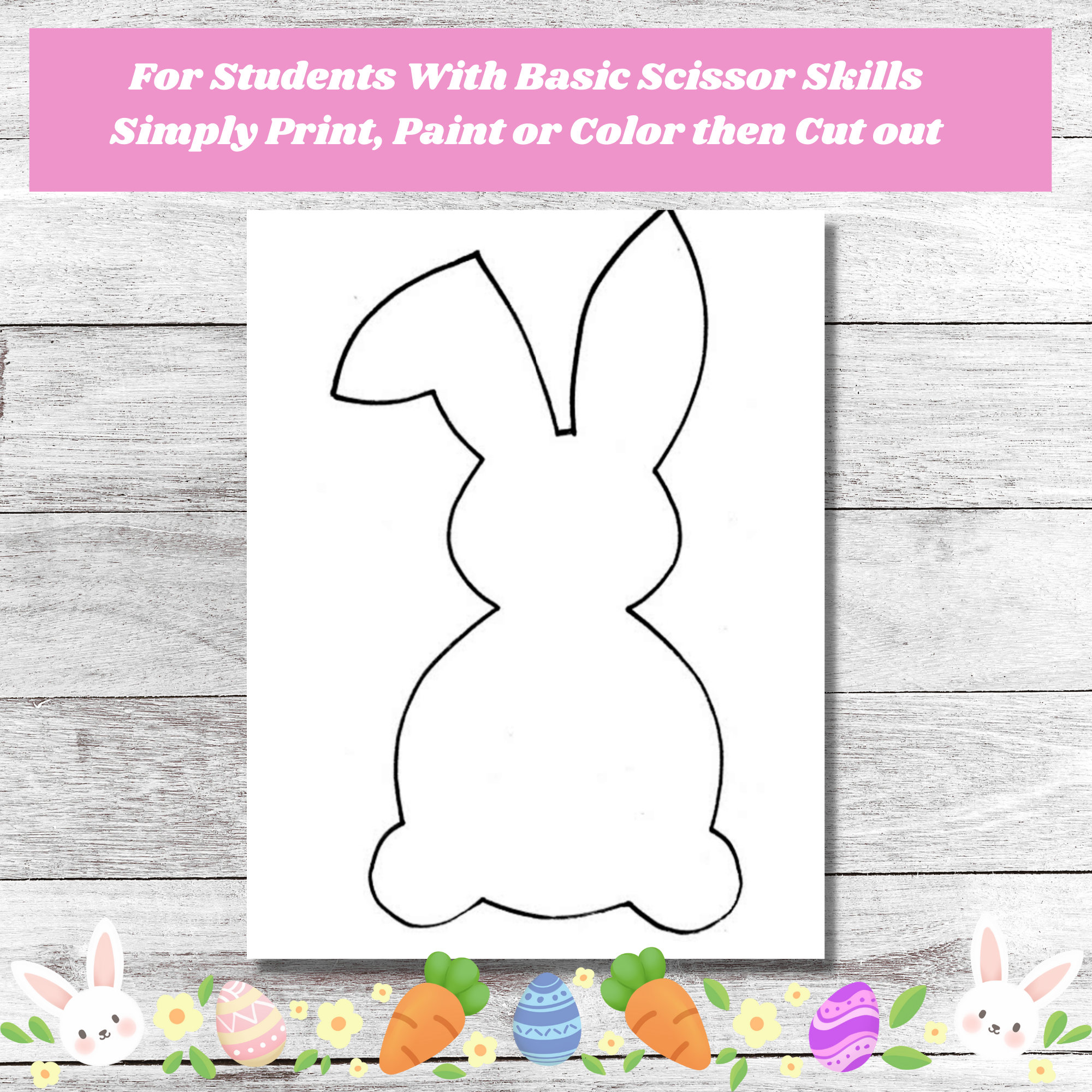 Easter Bunny Scissor Skills Activity| Easter Printable Craft| Instant ...