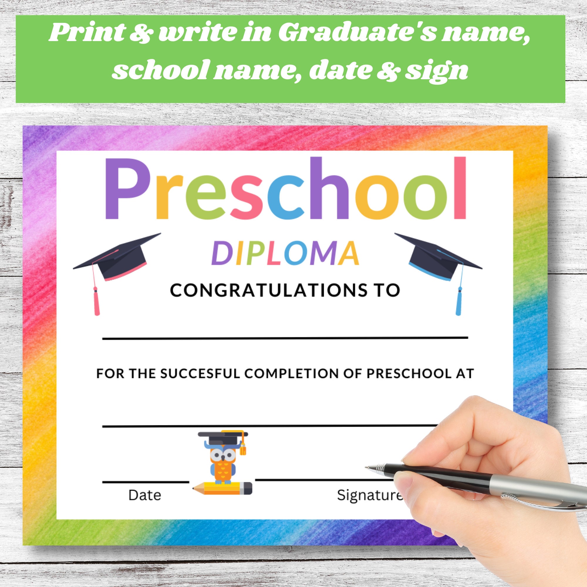 Graduation Diploma| Preschool Diploma| Kindergarten Diploma| Instant ...