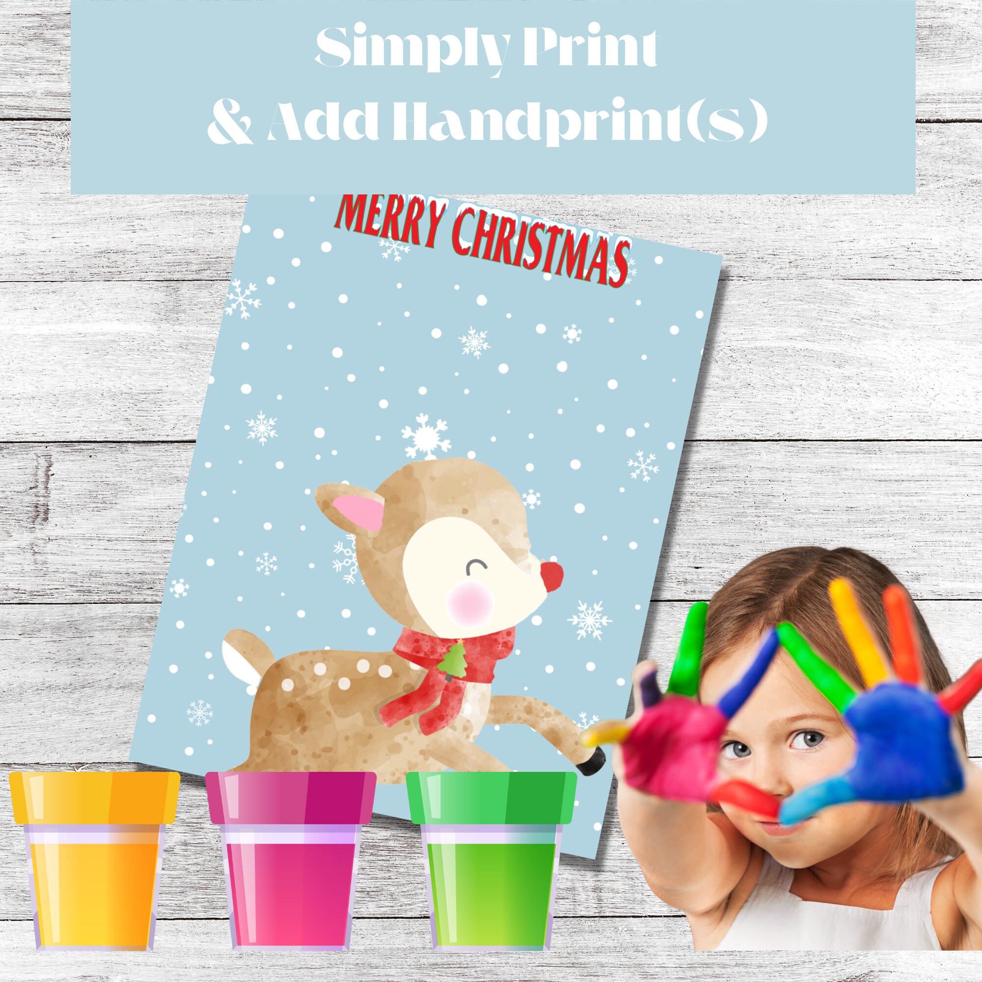 Reindeer Handprint Craft| Christmas Handprint Art| Instant Download ...