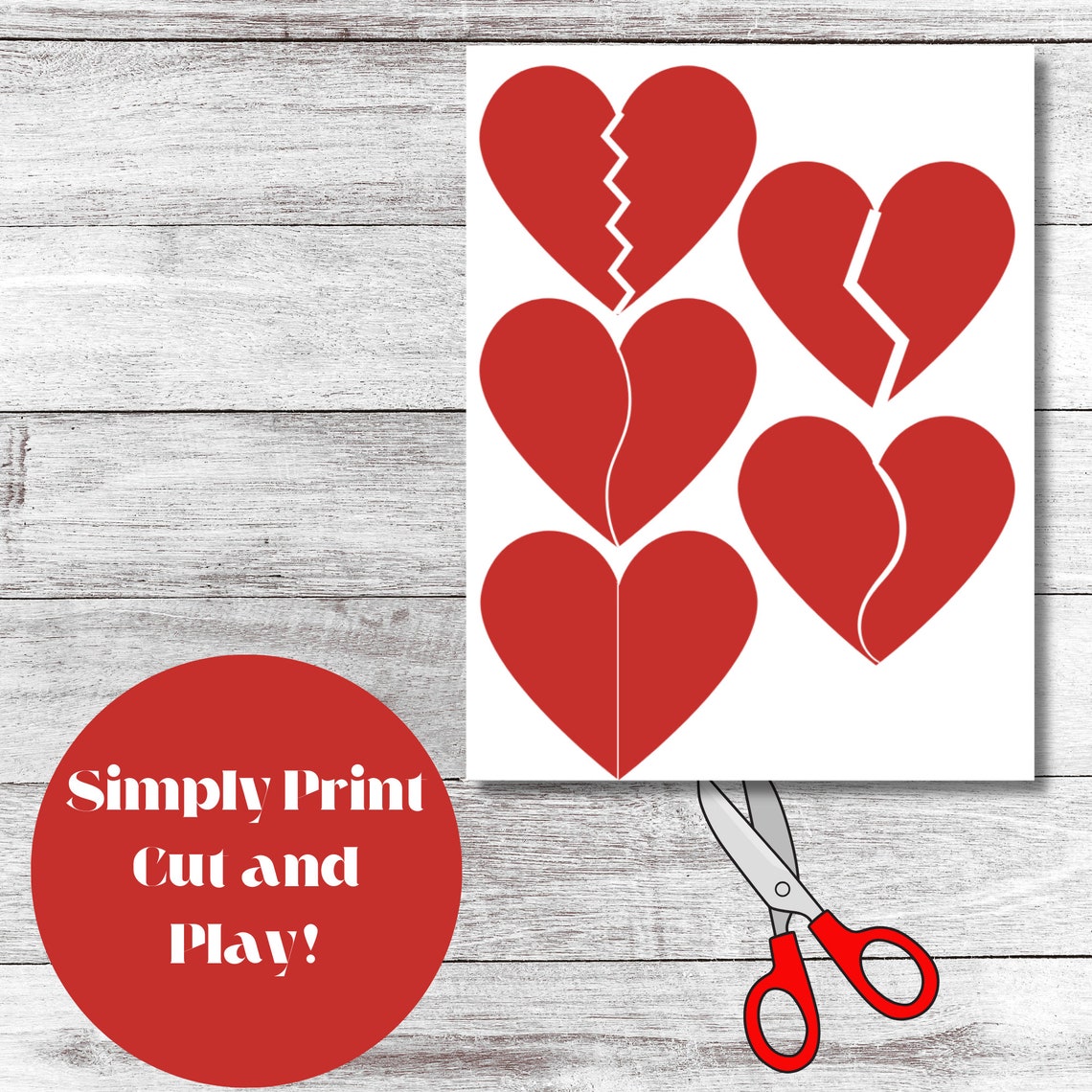 Broken Heart Matching Activity| Printable Valentine's Day Heart Game ...