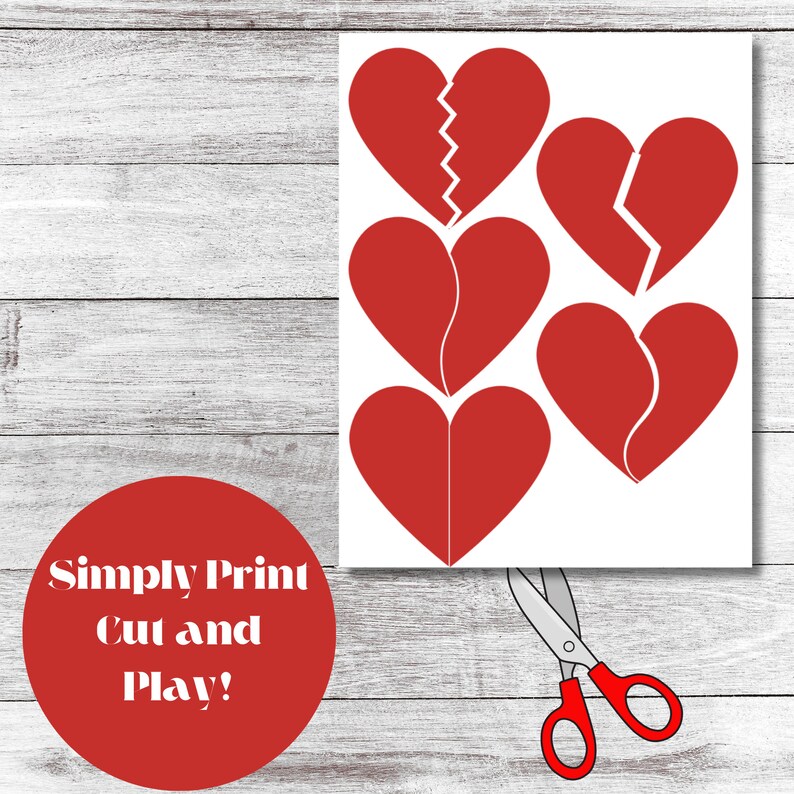 Valentine's Day Broken Heart Matching Game: Classroom Party Activity ...