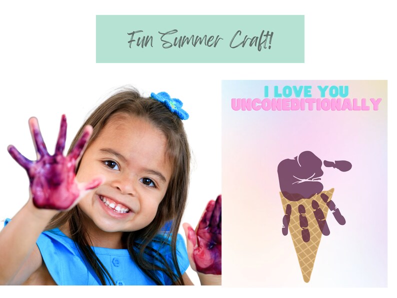Ice Cream Cone Handprint Craft| Instant Download| I Love You ...
