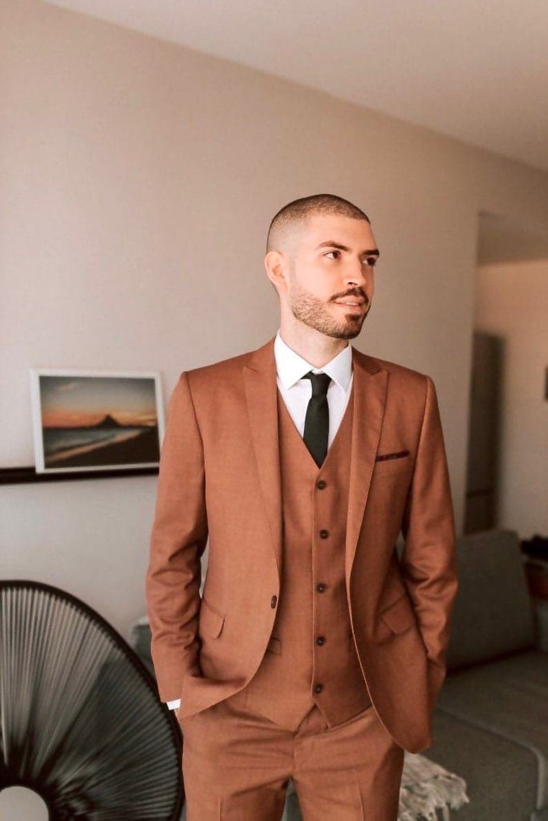 Mens Suits, Premium Three Piece Rust / Terracotta Mens Suit for Wedding ...