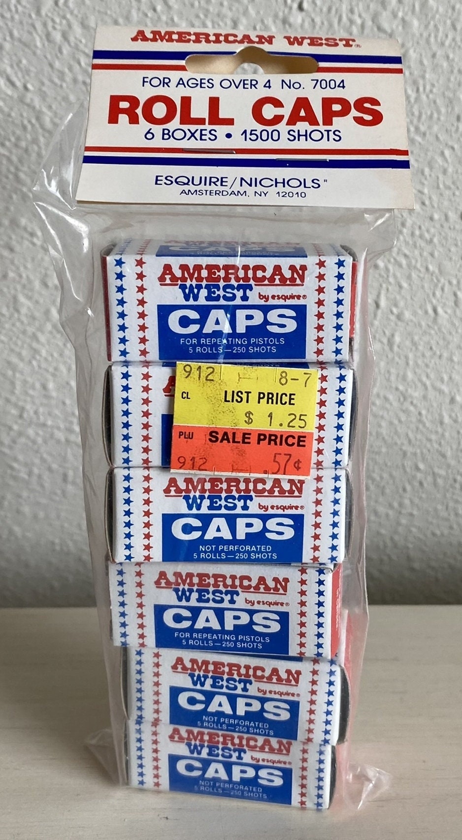 6 BOXES of American West ROLL CAPS Shots for Toy Cap Guns by Esquire ...