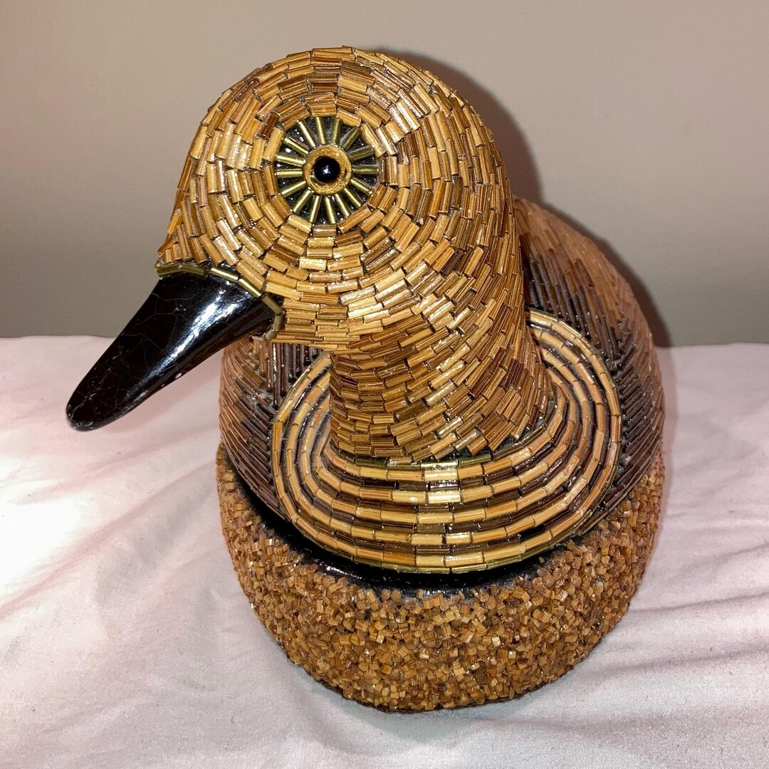 Vintage Tarzia Firenze Duck Dish: Beaded Bamboo Inlay, Made in Italy ...