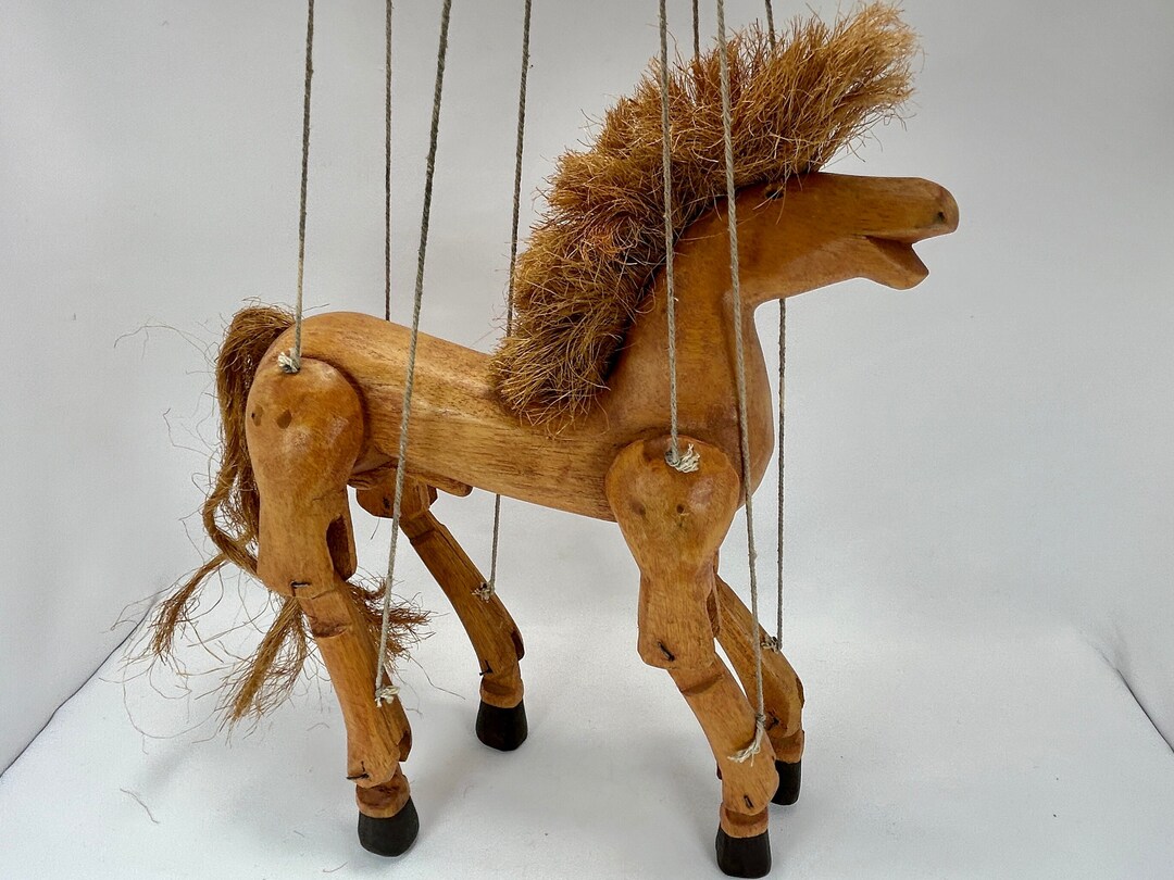 Vintage Articulated Wood Horse Marionette Puppet Handmade Great for ...