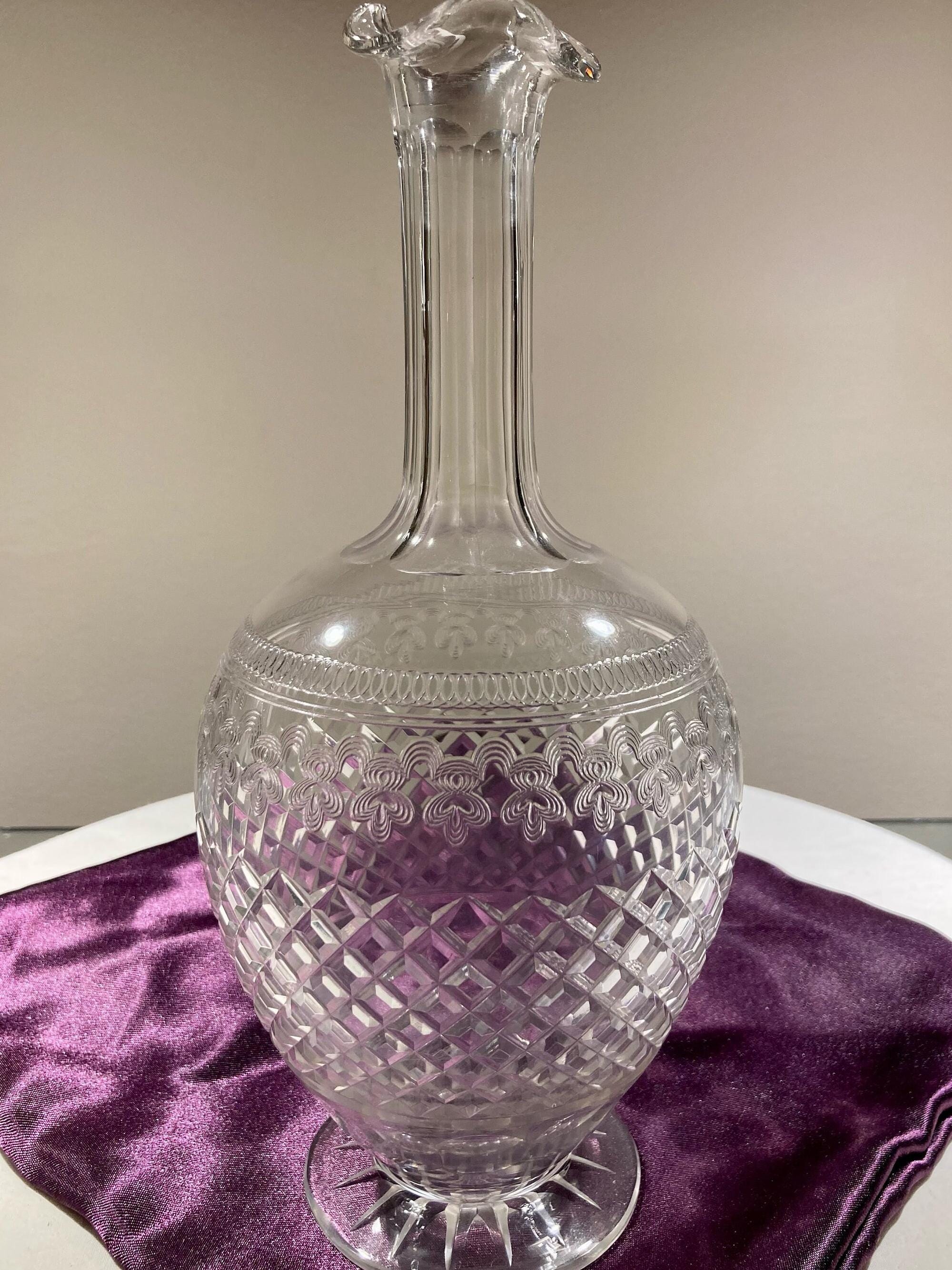 Antique Pall Mall Lady Hamilton Cut Glass Decanter: 1910 Etched Floral ...