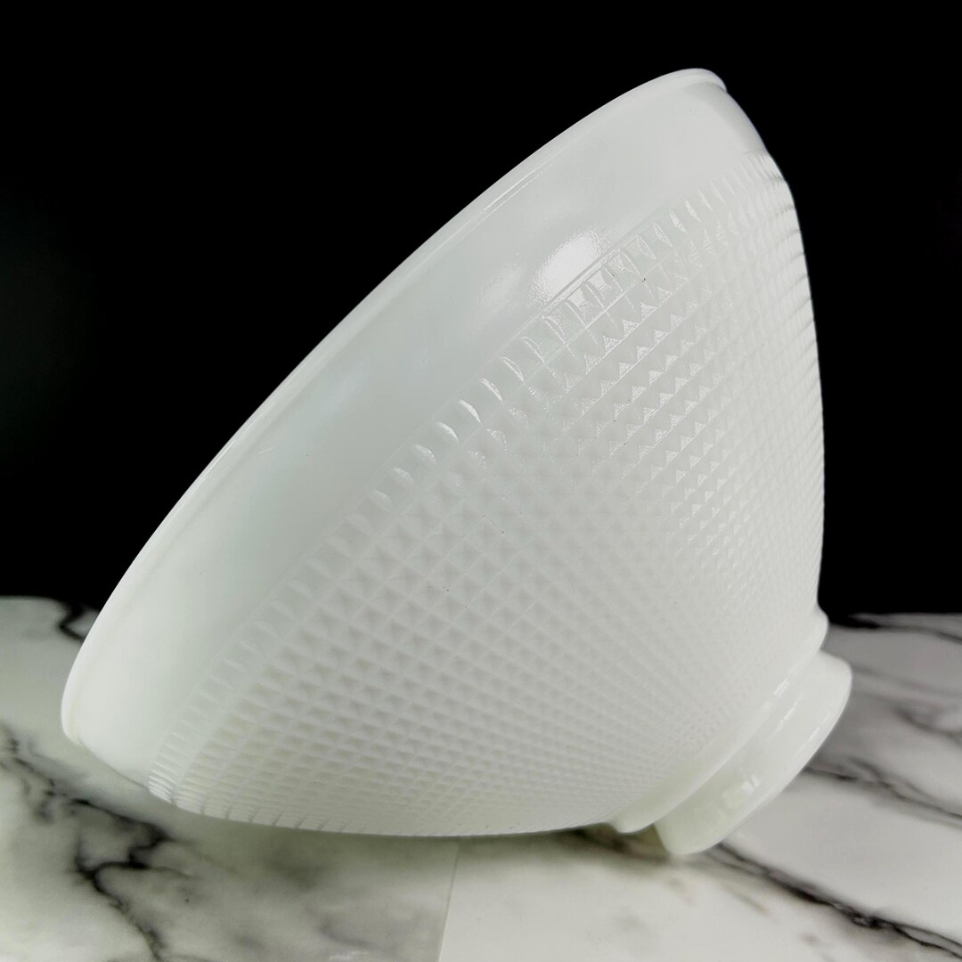Antique Corning Milk Glass Lamp Shade 10" | Waffle Pattern Torchiere ...
