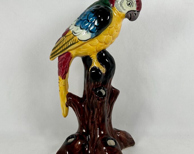 Hand-painted Ceramic Vintage Parrot Figure Flower Frog Made in Japan ...