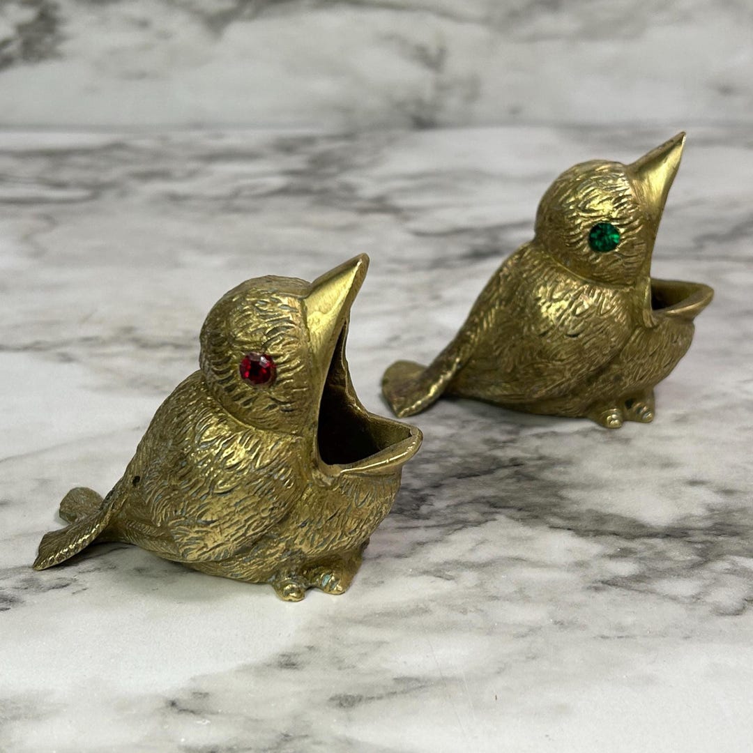 Vintage Florenza Brass Bird Toothpick or Matchstick Holders ...