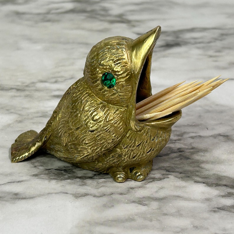 Vintage Florenza Brass Bird Toothpick or Matchstick Holders ...