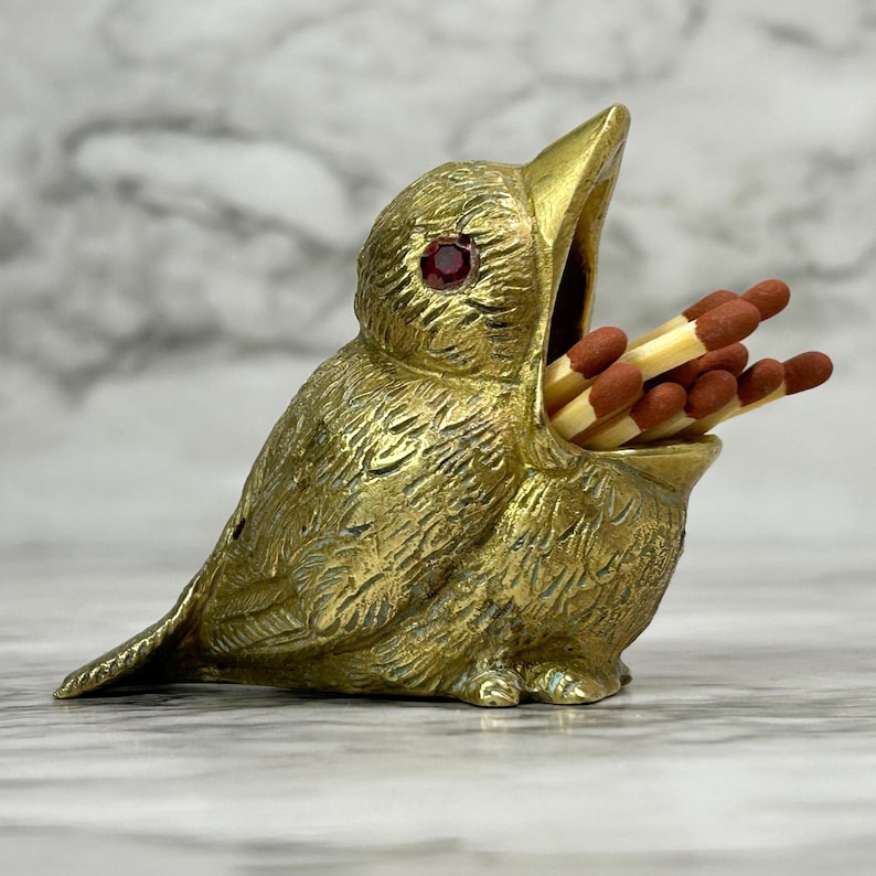 Vintage Florenza Brass Bird Toothpick or Matchstick Holders ...