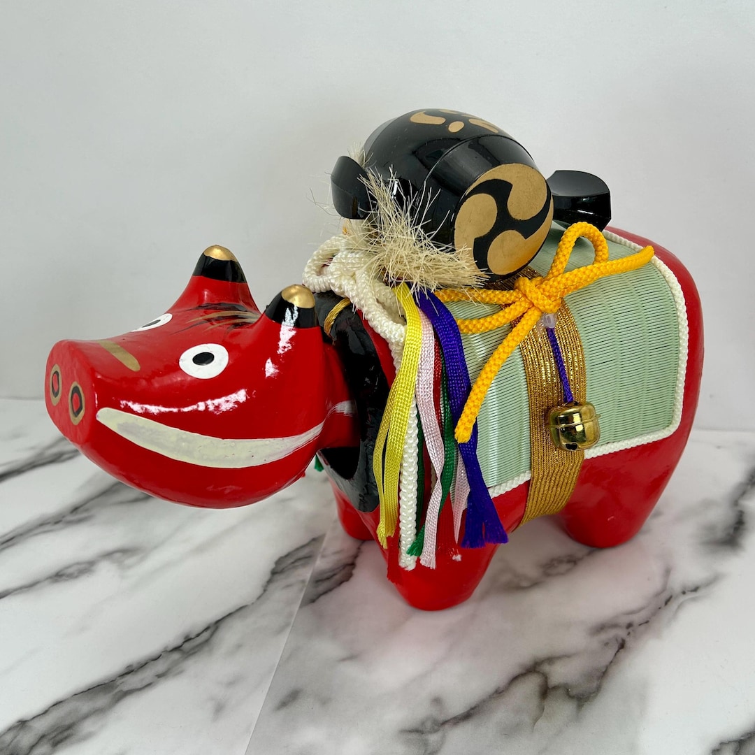 Japanese Akabeko Red Cow Papier Mâché Bobblehead: Good Luck Charm - Etsy