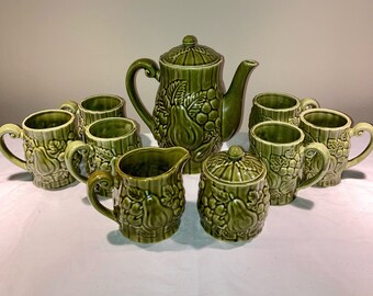 Vintage Green Tea Set - Etsy