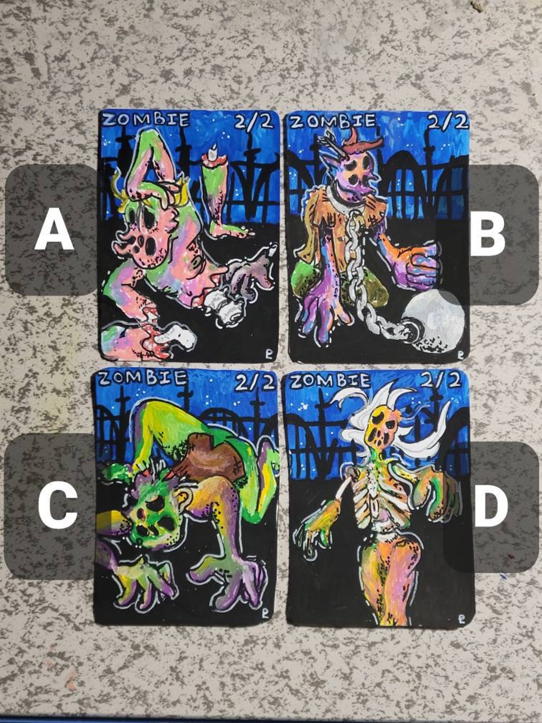 Hand-painted 2/2 Zombie Creature Tokens - Etsy