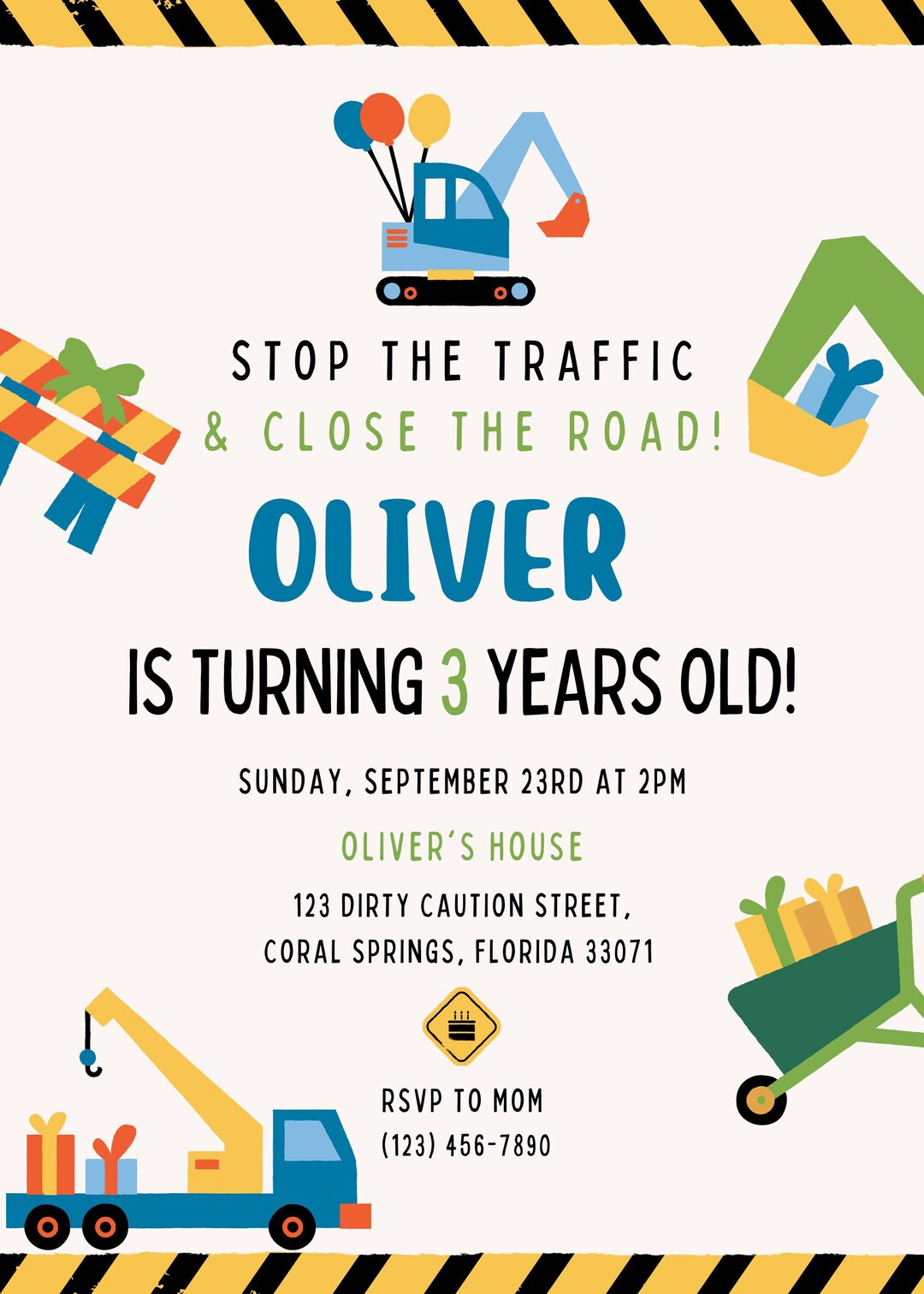 Construction Theme Birthday Invitation - Etsy