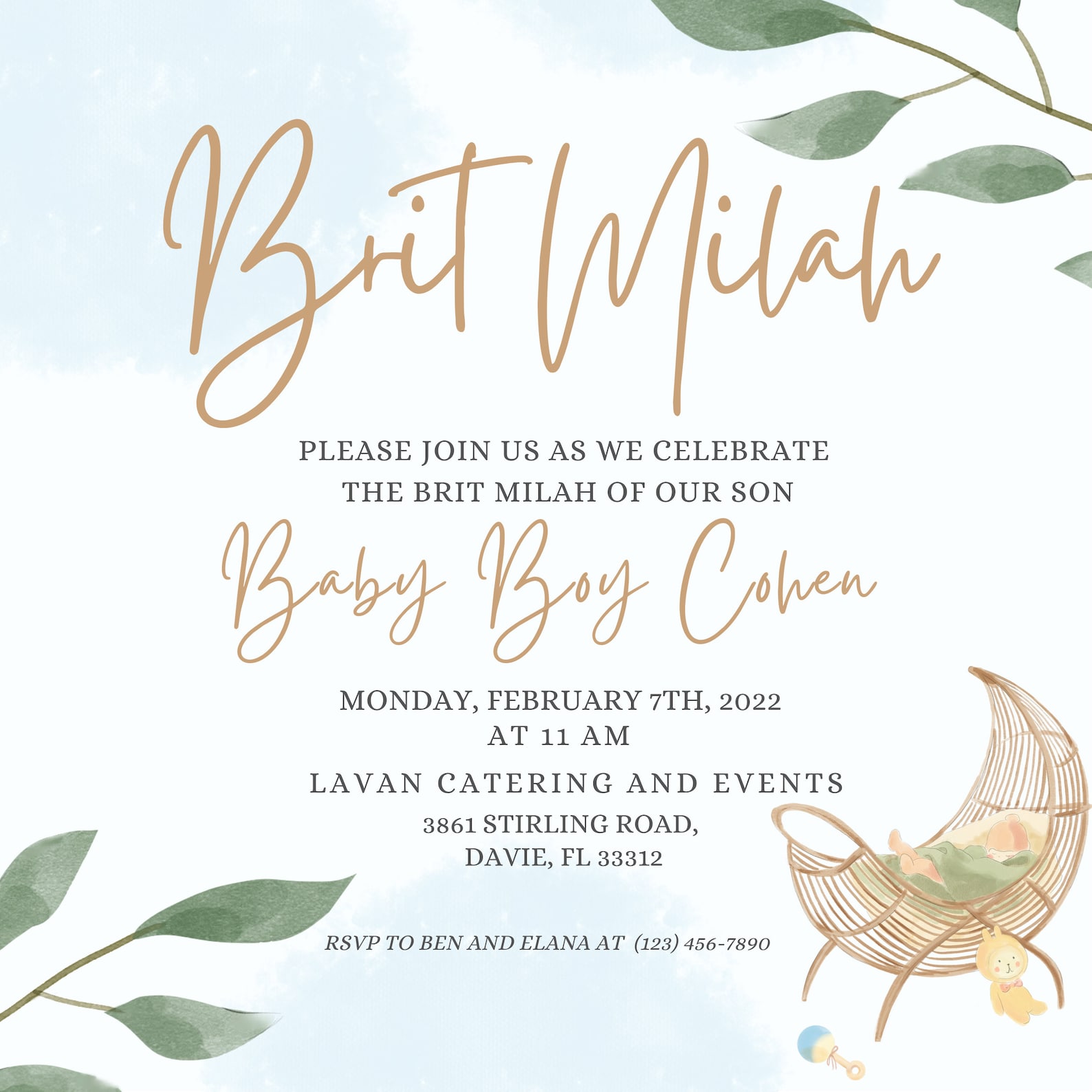 Brit Milah Boho Invitation - Etsy
