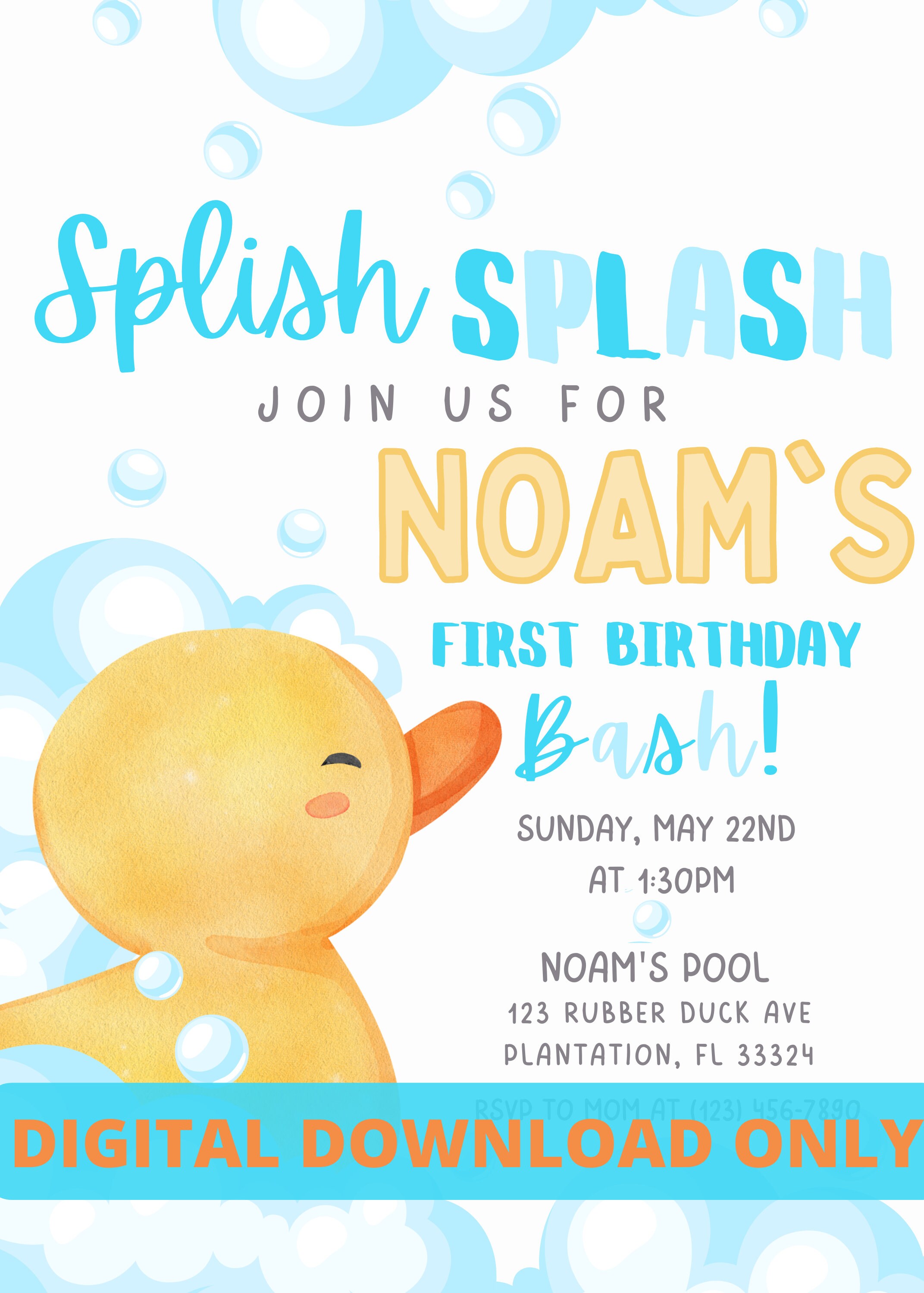 Rubber Ducky Theme Birthday Invitation - Etsy
