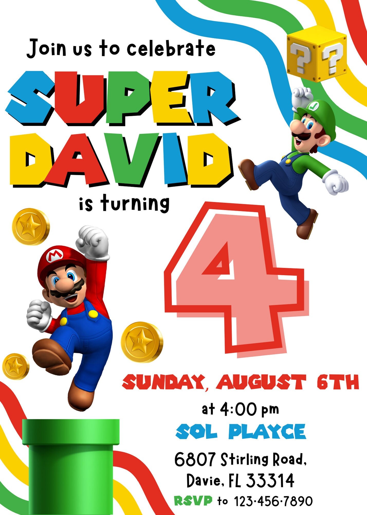 Super Mario Bros Birthday Invitation - Etsy