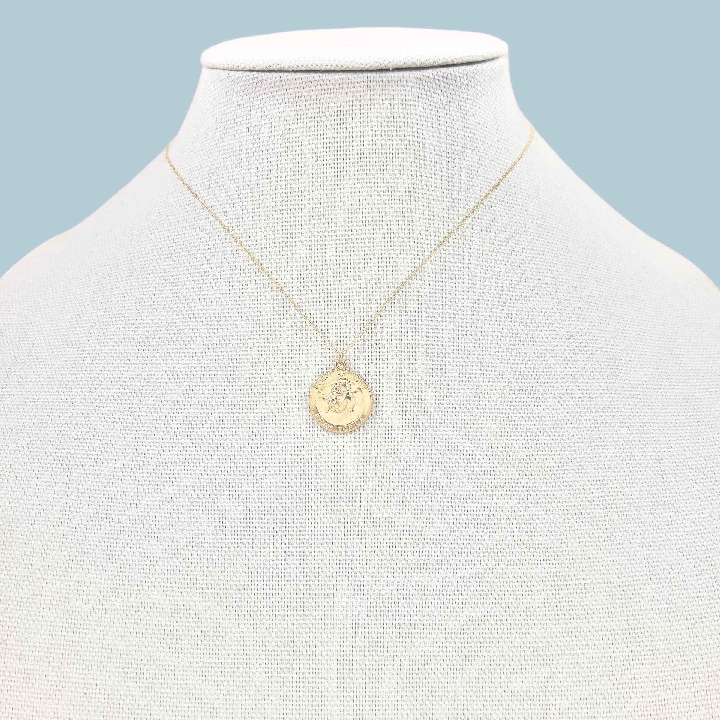 14k Gold Filled Saint Anthony Necklace, Gold Coin Necklace, Layering ...