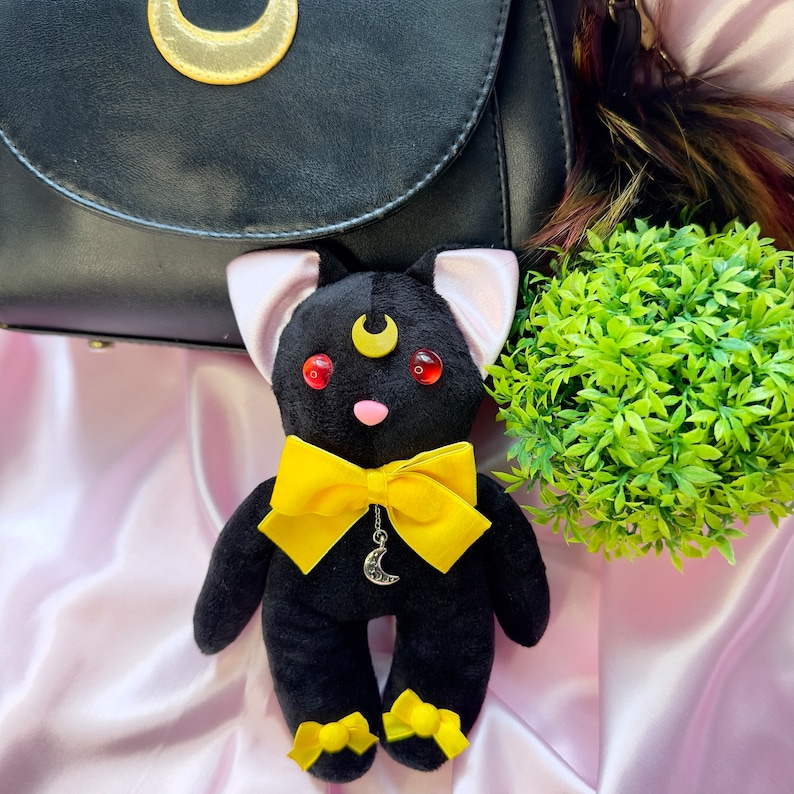 Luna Plush - Sailor Moon Themed Stuffed Animal - Black Cat Plush With Moon Ornament - Manga ...