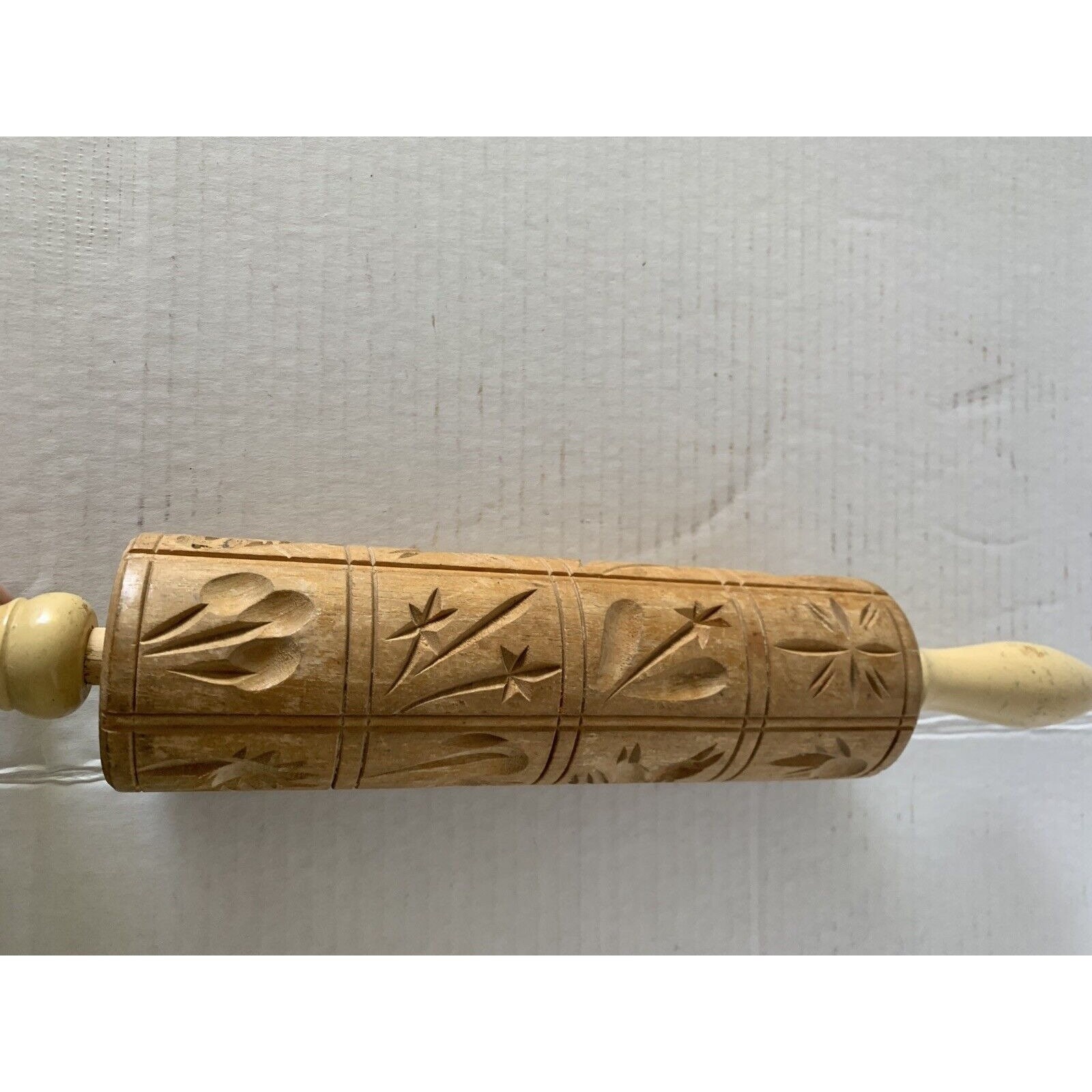 Vintage Springerle Carved Wood Rolling Pin German Cookie Mould Bird ...