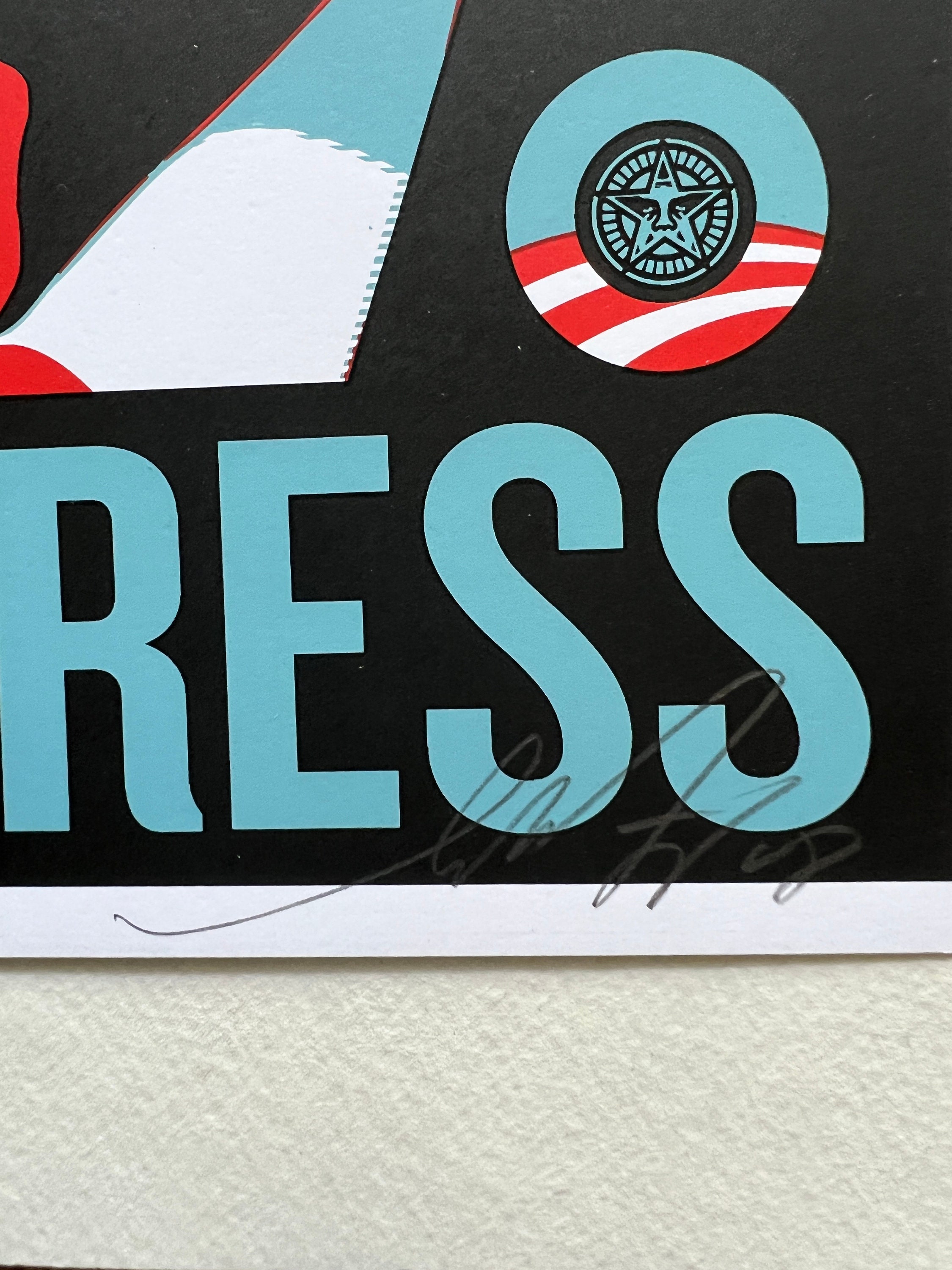 Obama Progress Poster on Heavy Paper Signed by Shepard Fairey 2008,9x12 ...
