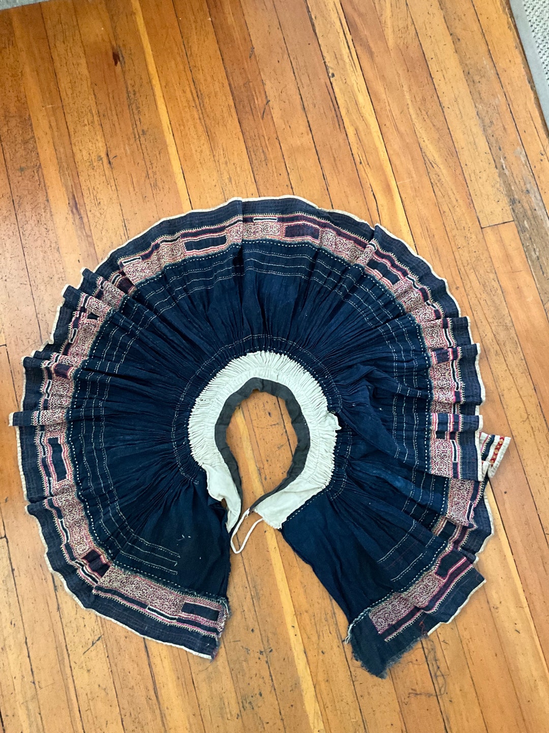 Vintage, Miao,hmong Tribe, Indigo Batik Dyed Pleated Embroidery Skirt ...