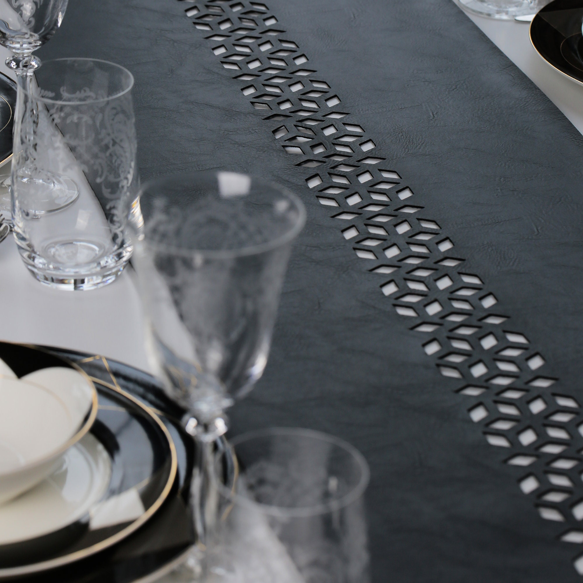 Leather Table Centerpiece Runner Table Cloth Boho Decor by Payna Design ...