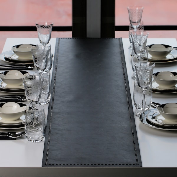 Leather Black Table Runner - Etsy
