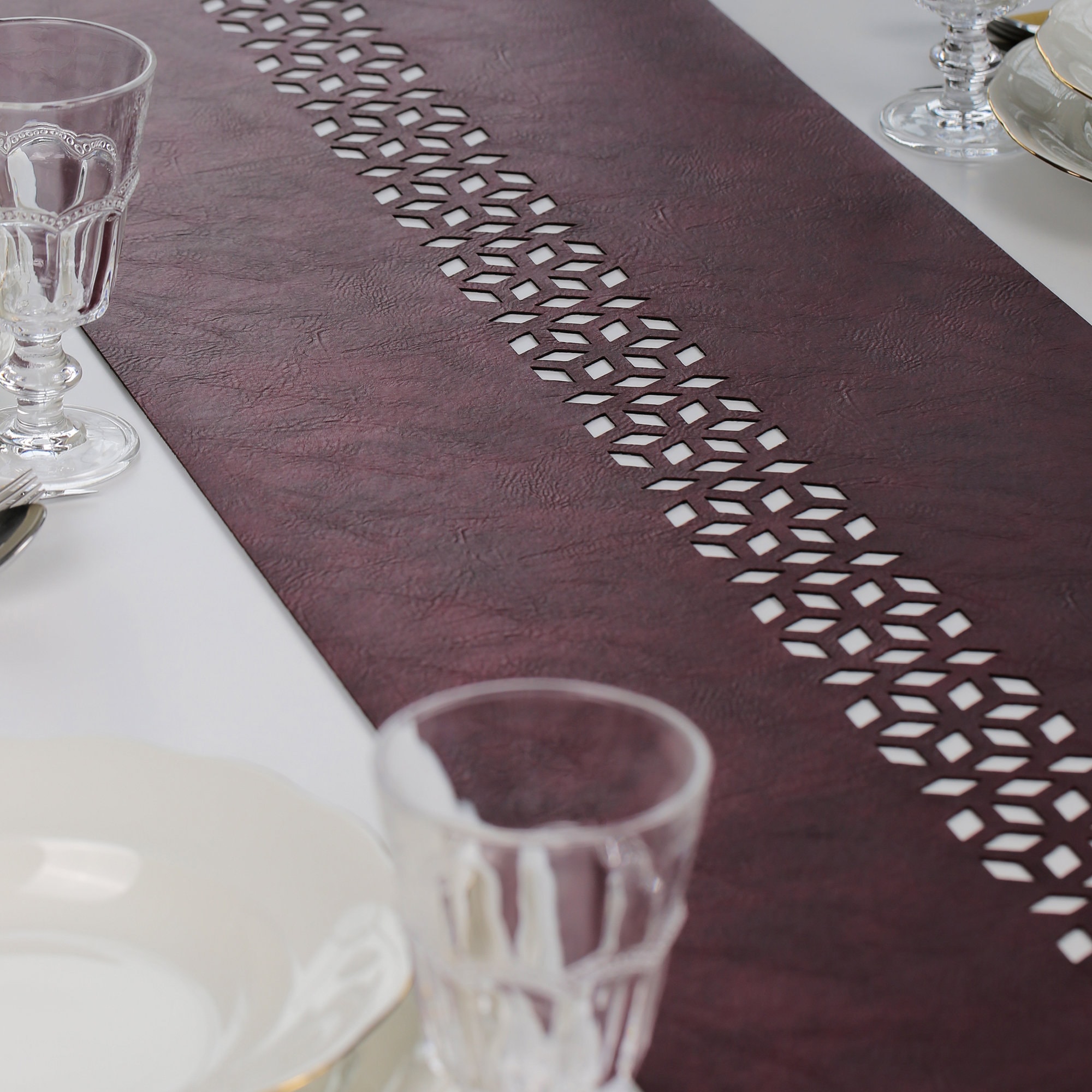 Leather Table Centerpiece Runner Table Cloth Boho Decor by Payna Design ...