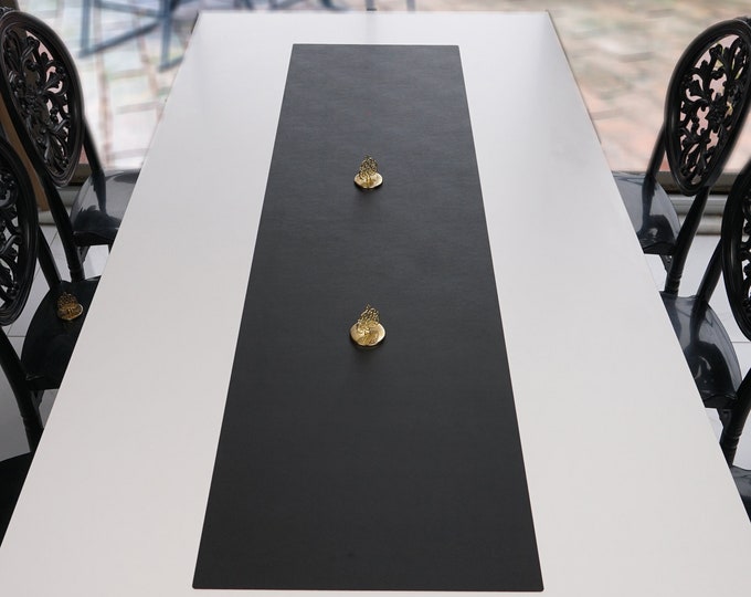 Luxury Classic Black Leatherboard Table Runner 70cm - Etsy