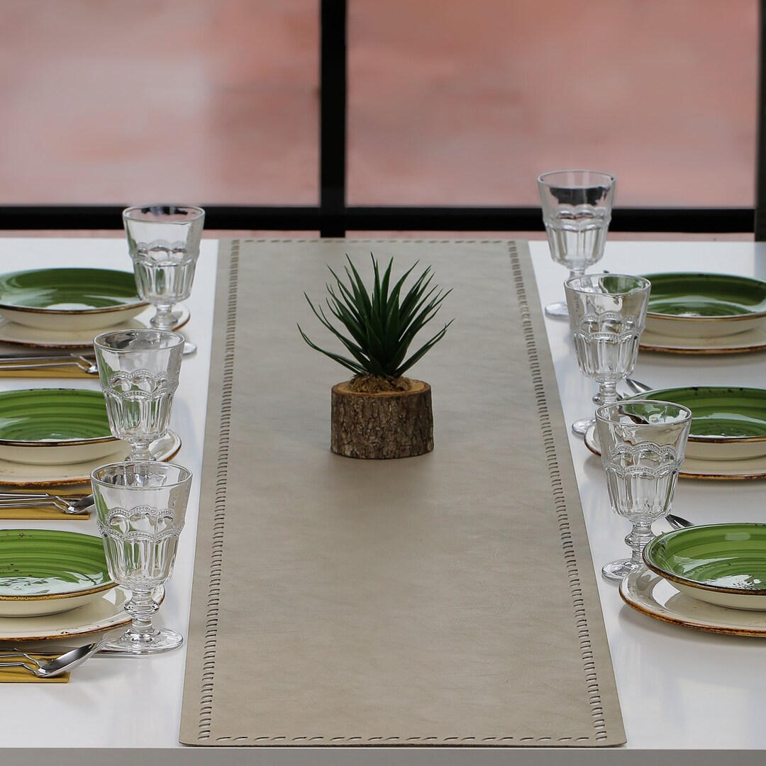 Leather Table Centerpiece Runner Table Cloth Boho Decor by Payna Design ...