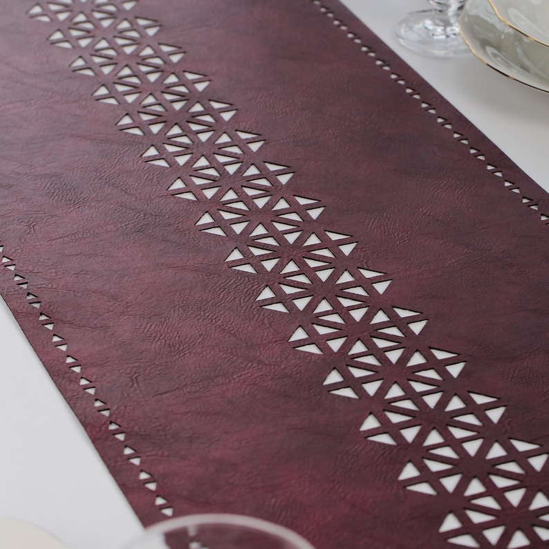 Faux Leather Table Runner, Boho Centerpiece, Minimalist Decor - Etsy