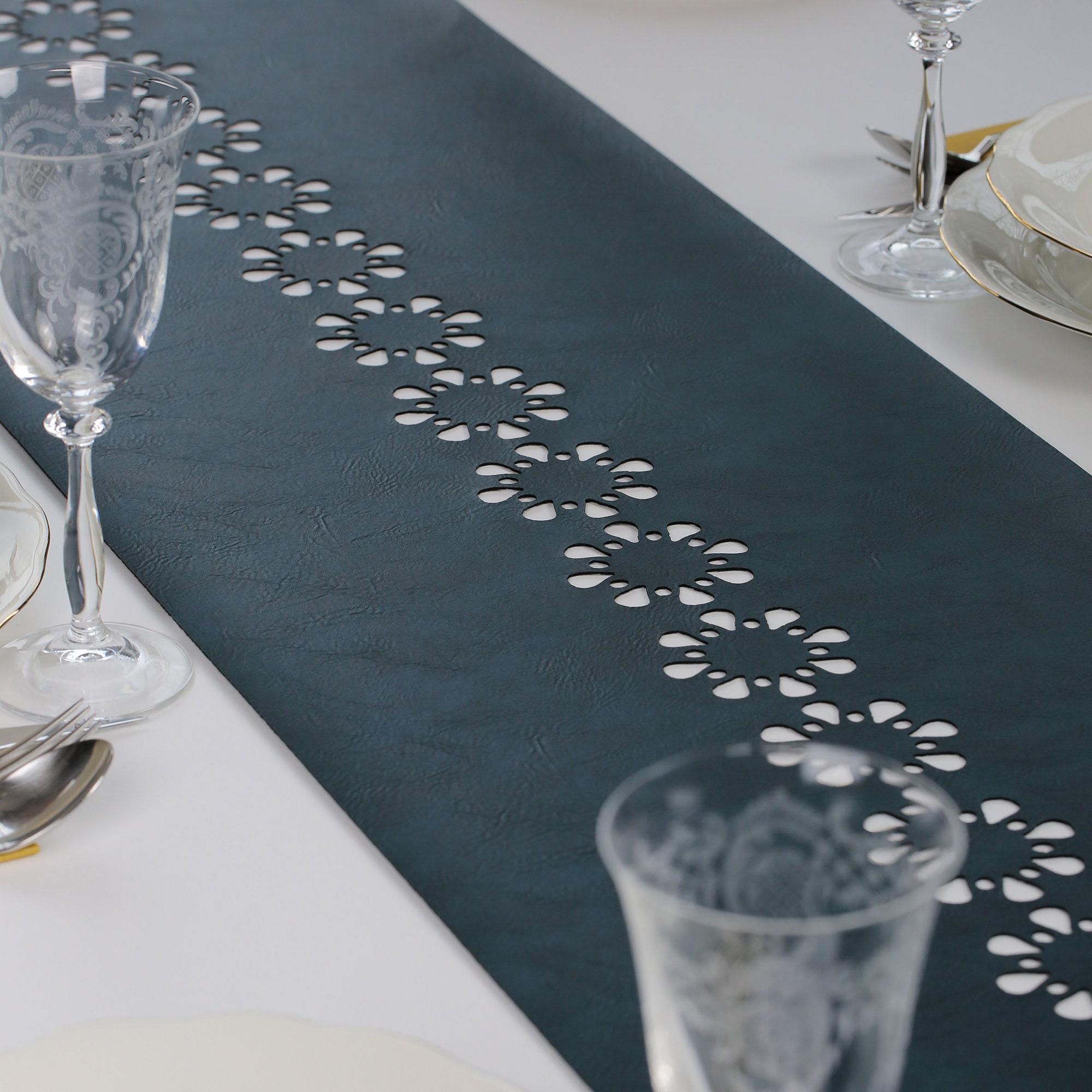 Leather Table Centerpiece Runner Table Cloth Boho Decor by Payna Design ...