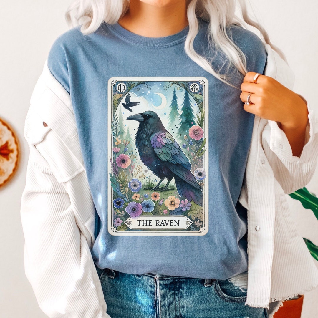 Gothic Raven Tarot Card Shirt - Vintage Crow Design With Dark Academia ...