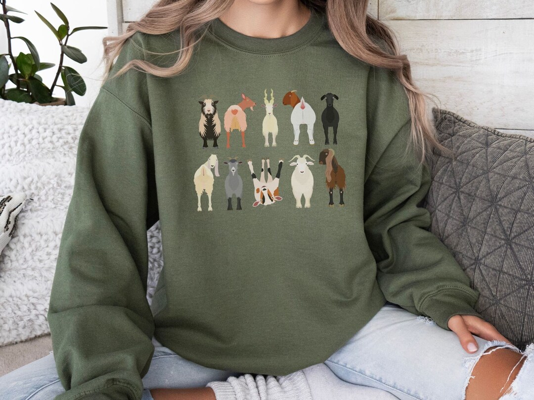 Goat Sweatshirt, Goat Lover Shirt, Cute Goats Crewneck, Farm Animal ...