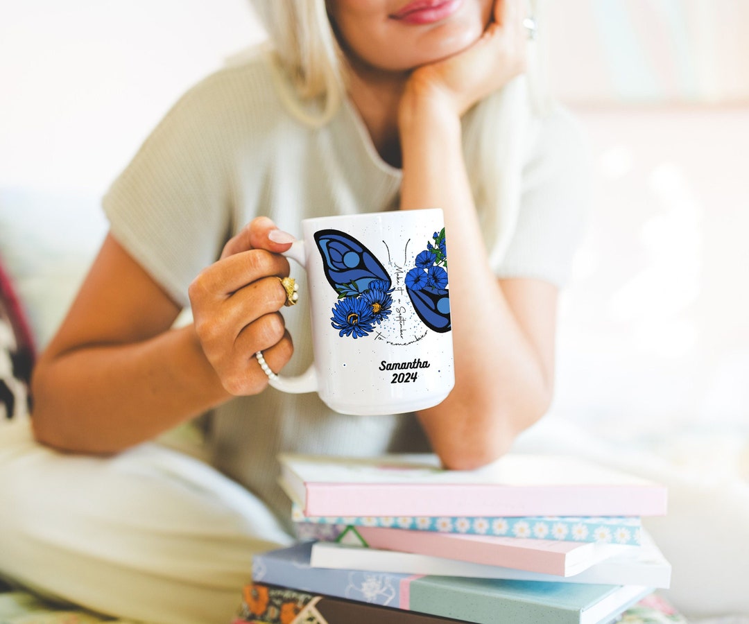 September Birth Flower Butterfly Mug Personalized Birthday Gift for ...
