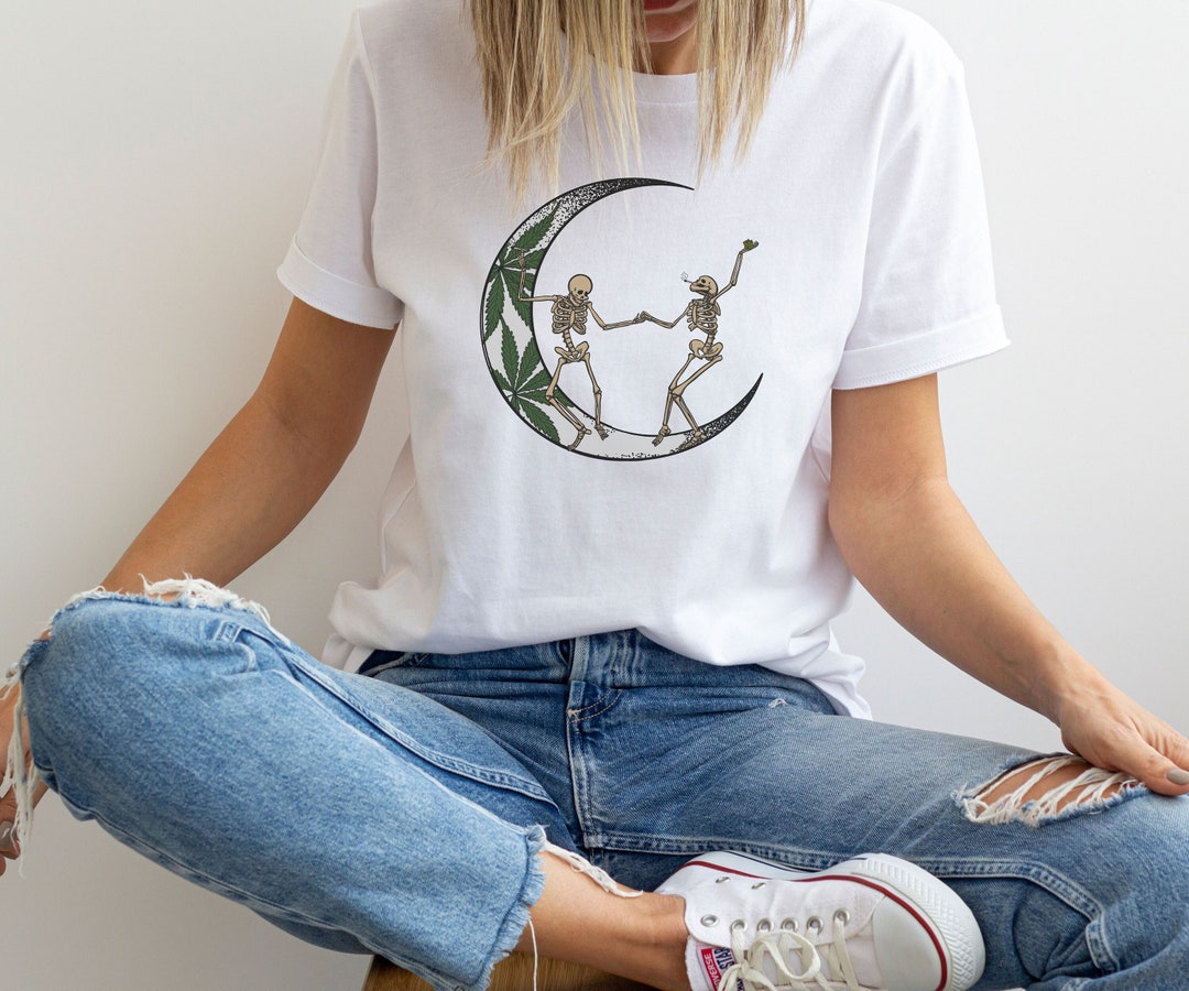 Funny Weed Tshirt, Cannabis Shirt, Marijuana Skeleton Tee, Dancing ...